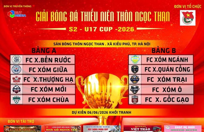 Sôi động Giải bóng đá U17 Thiếu niên Ngọc Than năm 2026